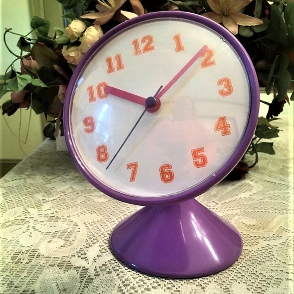 Accents | Vintage Retro Purple Pedestal Clock | Poshmark